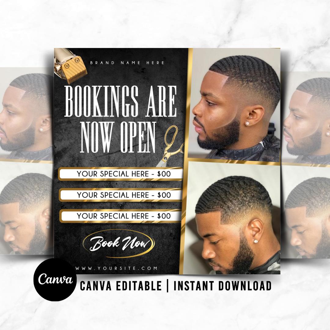 Barbershop Booking Flyer Template | Editable Canva Appointment Flyer ...