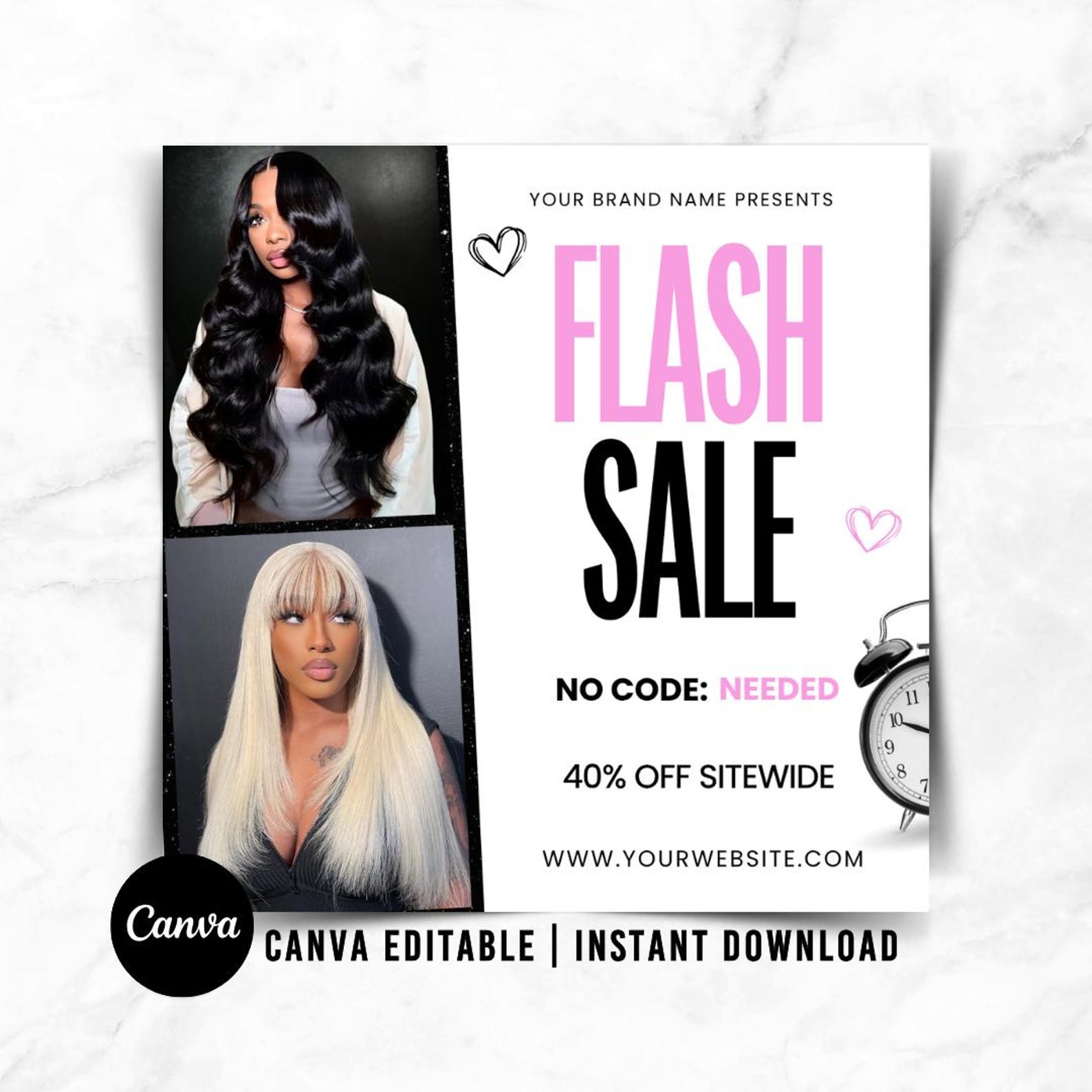 Flash Sale Hair Flyer Template | Hair Sale Canva Flyer | Editable Hair ...