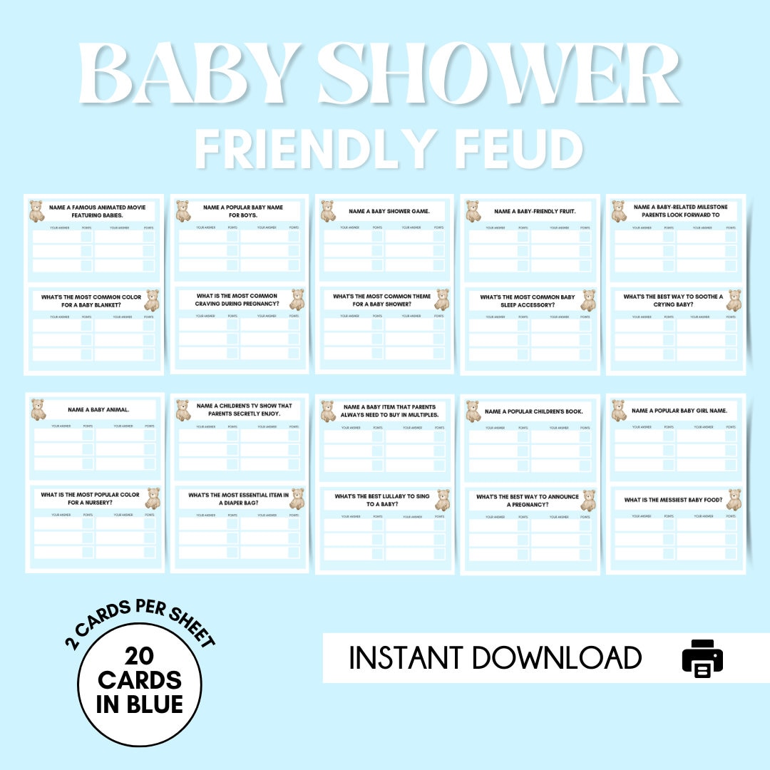 Baby Shower Friendly Feud Game, Baby Shower Games, Printable Baby ...