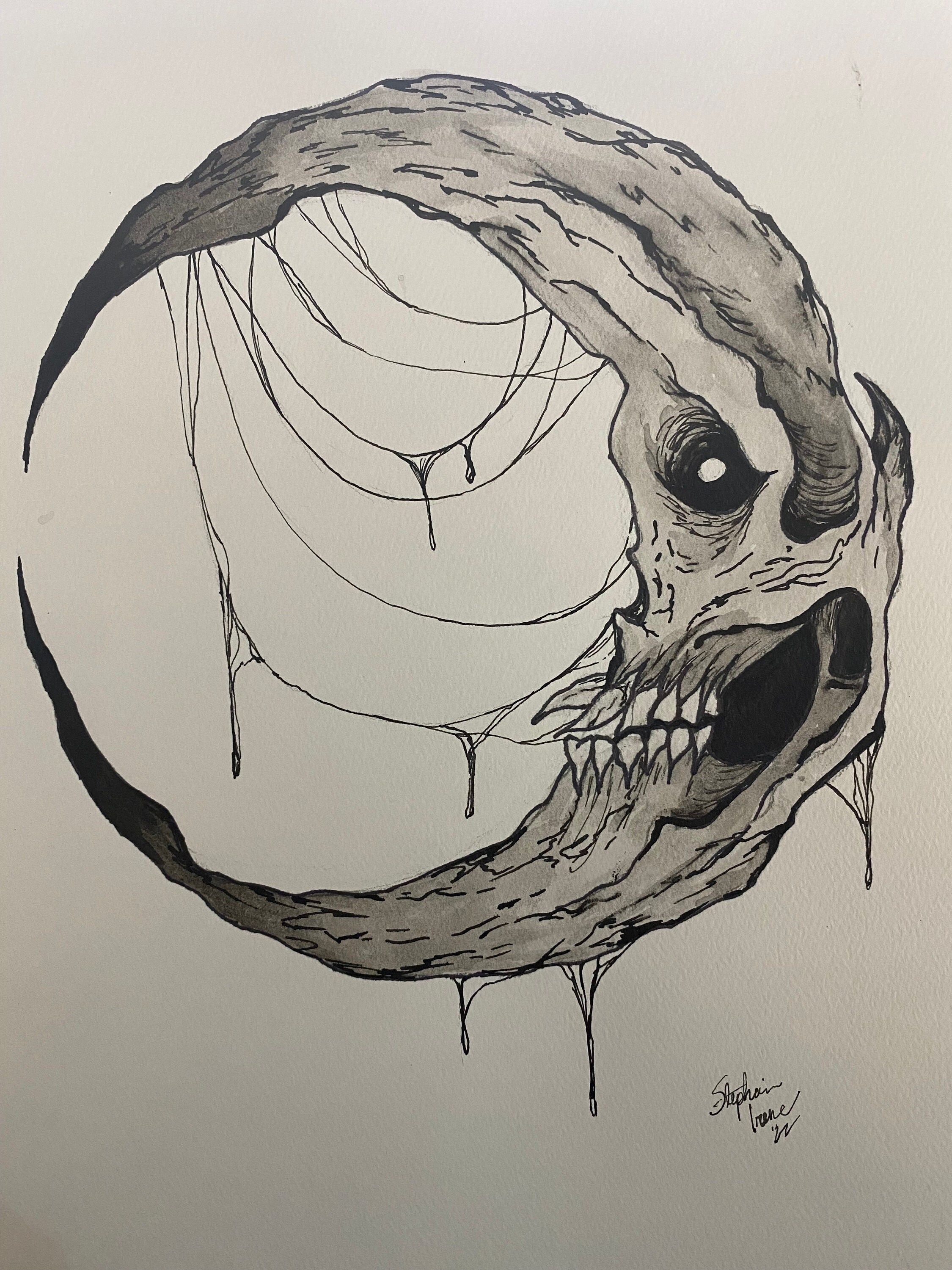 Skeleton Moon 8"x10" Print of Original Piece - Etsy