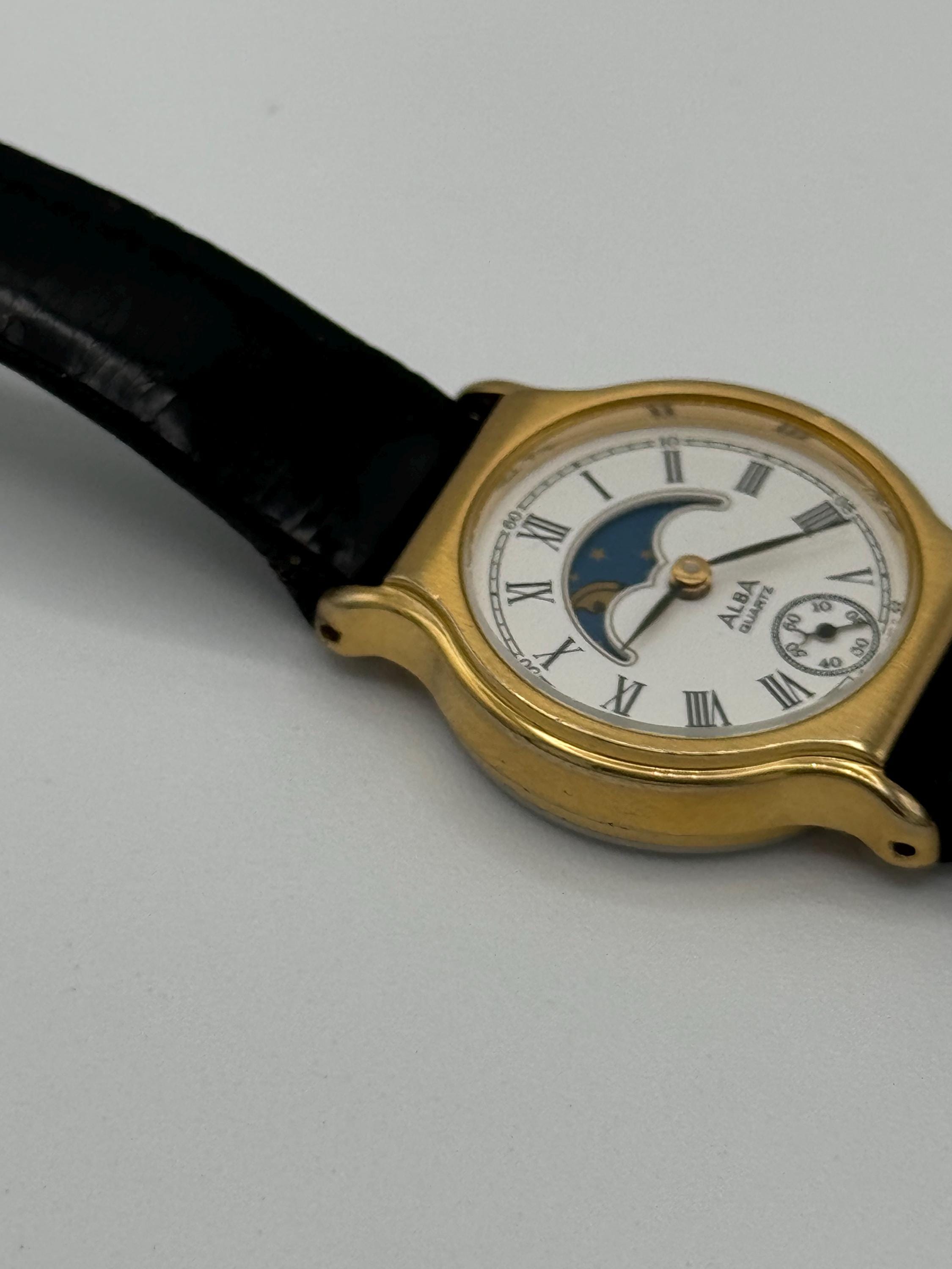 1980s Seiko Alba Sun & Moon Watch Roman Dial Sub Second - Etsy
