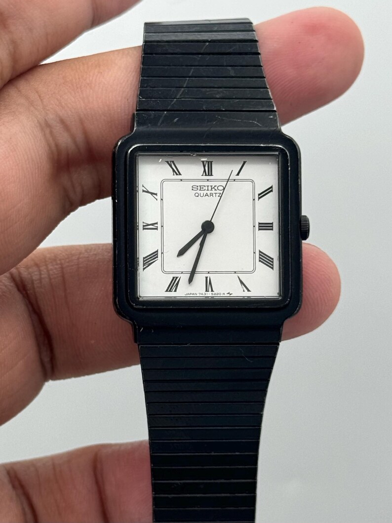 1980s Seiko Square Tank White Roman Dial - Etsy