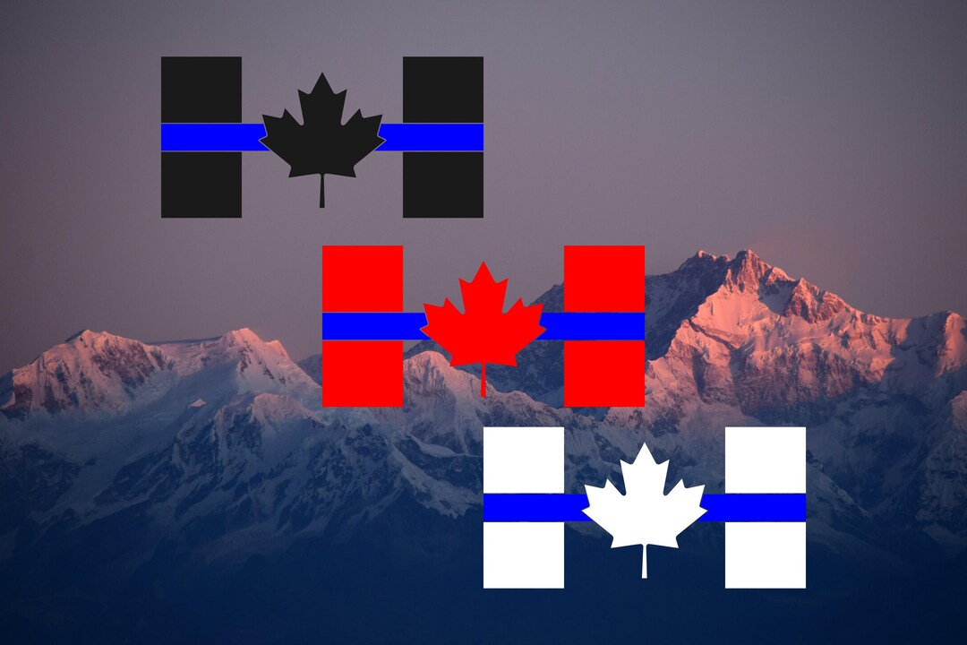 THIN BLUE LINE Canadian Flag - Two Colour Die Cut 3M Vinyl Decal ...