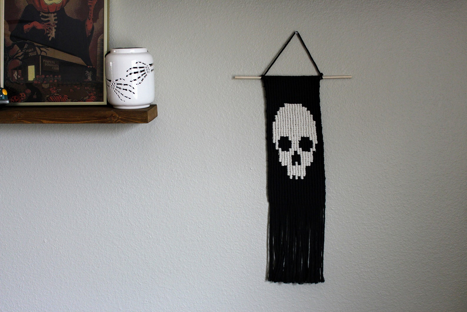 Skull Macrame Wall Hanging Gothic Decor Boho Halloween - Etsy