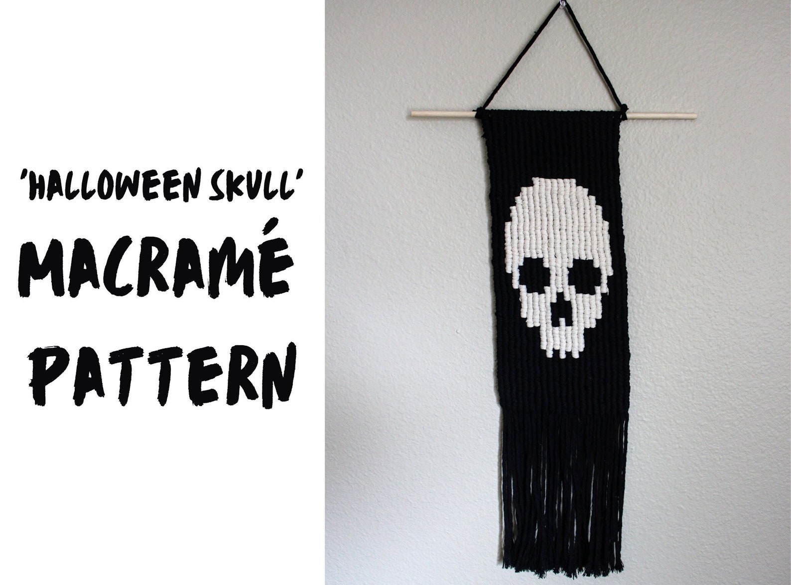 Skull Macrame Wall Hanging, Gothic Decor, Boho Halloween Decor, DIY Macrame PDF Pattern - Etsy