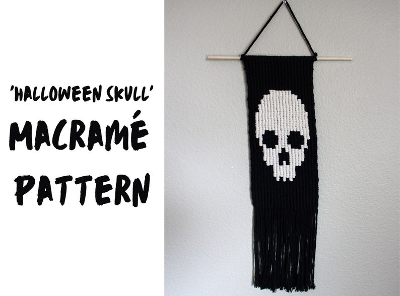 Skull Macrame Wall Hanging, Gothic Decor, Boho Halloween Decor, DIY ...