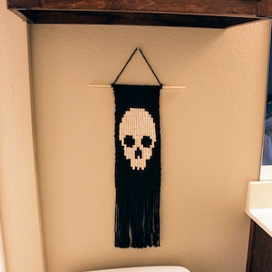 Skull Macrame Wall Hanging, Gothic Decor, Boho Halloween Decor, DIY ...