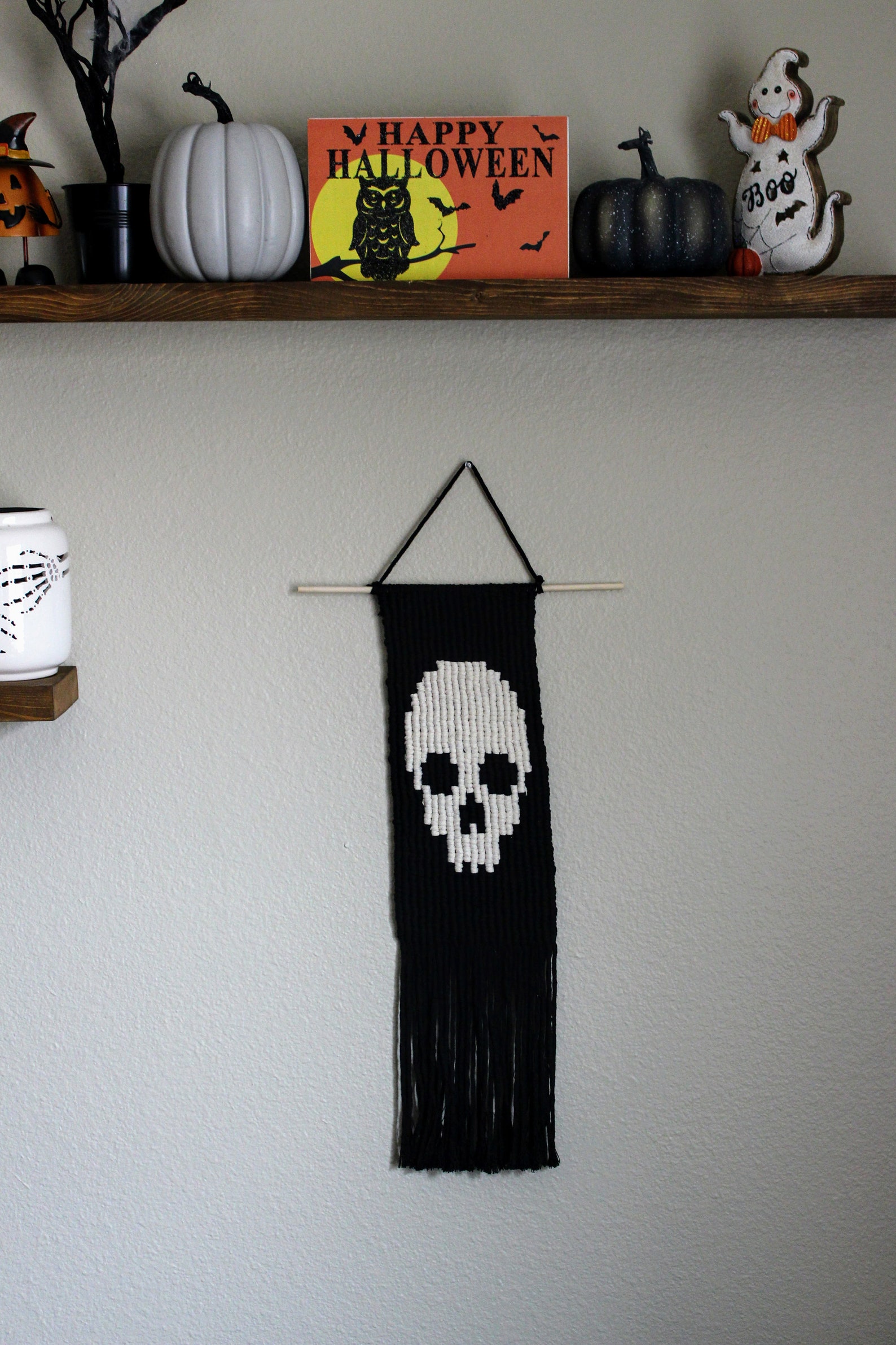 Skull Macrame Wall Hanging Gothic Decor Boho Halloween - Etsy