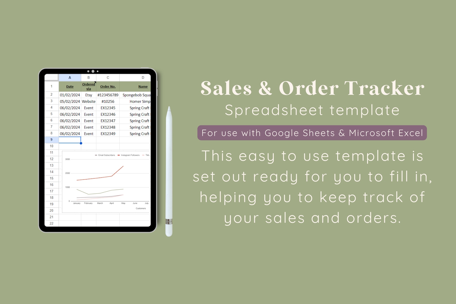 Sales & Order Tracker | Business Spreadsheet | Google Sheets Template ...