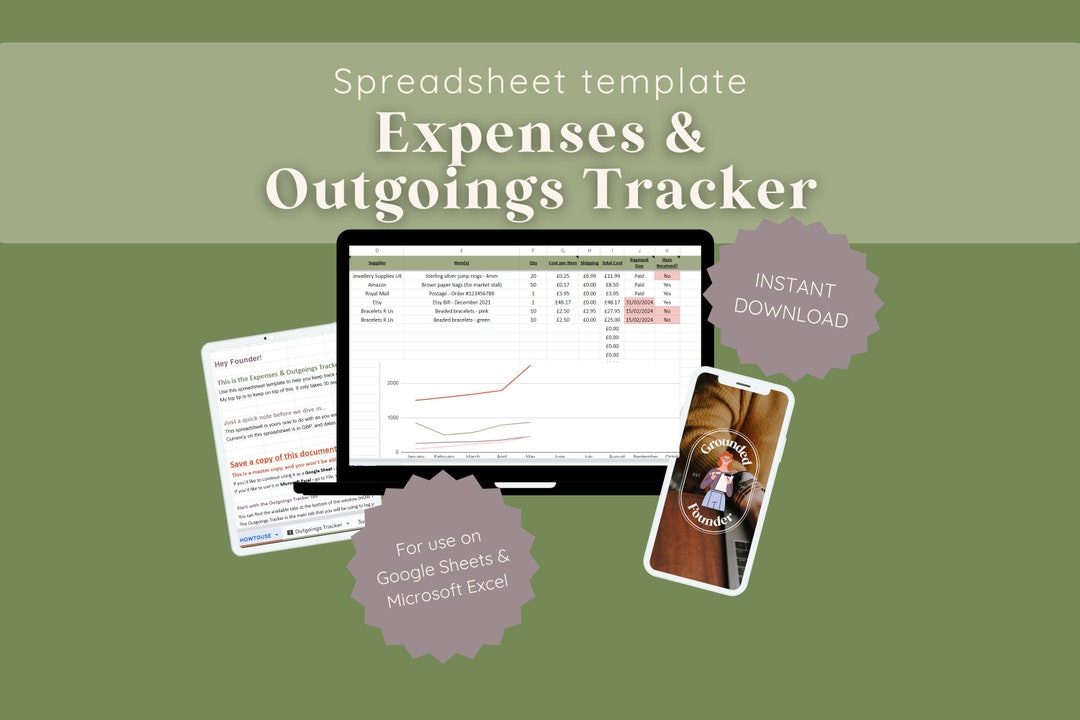Expenses & Outgoings Tracker | Spreadsheet Template | Expense Tracker ...
