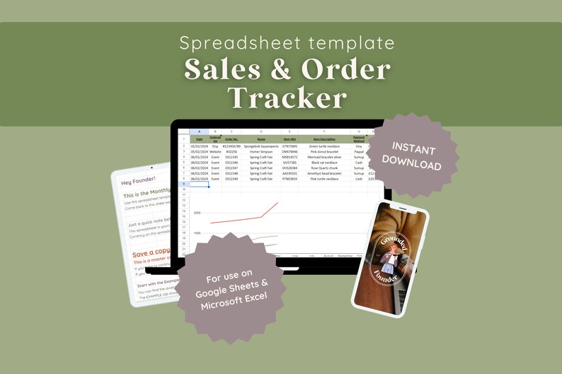 Sales & Order Tracker | Business Spreadsheet | Google Sheets Template ...