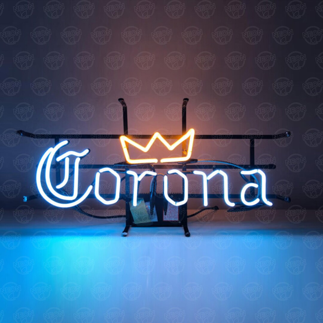 CORONA-WITH-CROWN Custom Real Glass Neon Sign Home Decor Wall Art ...