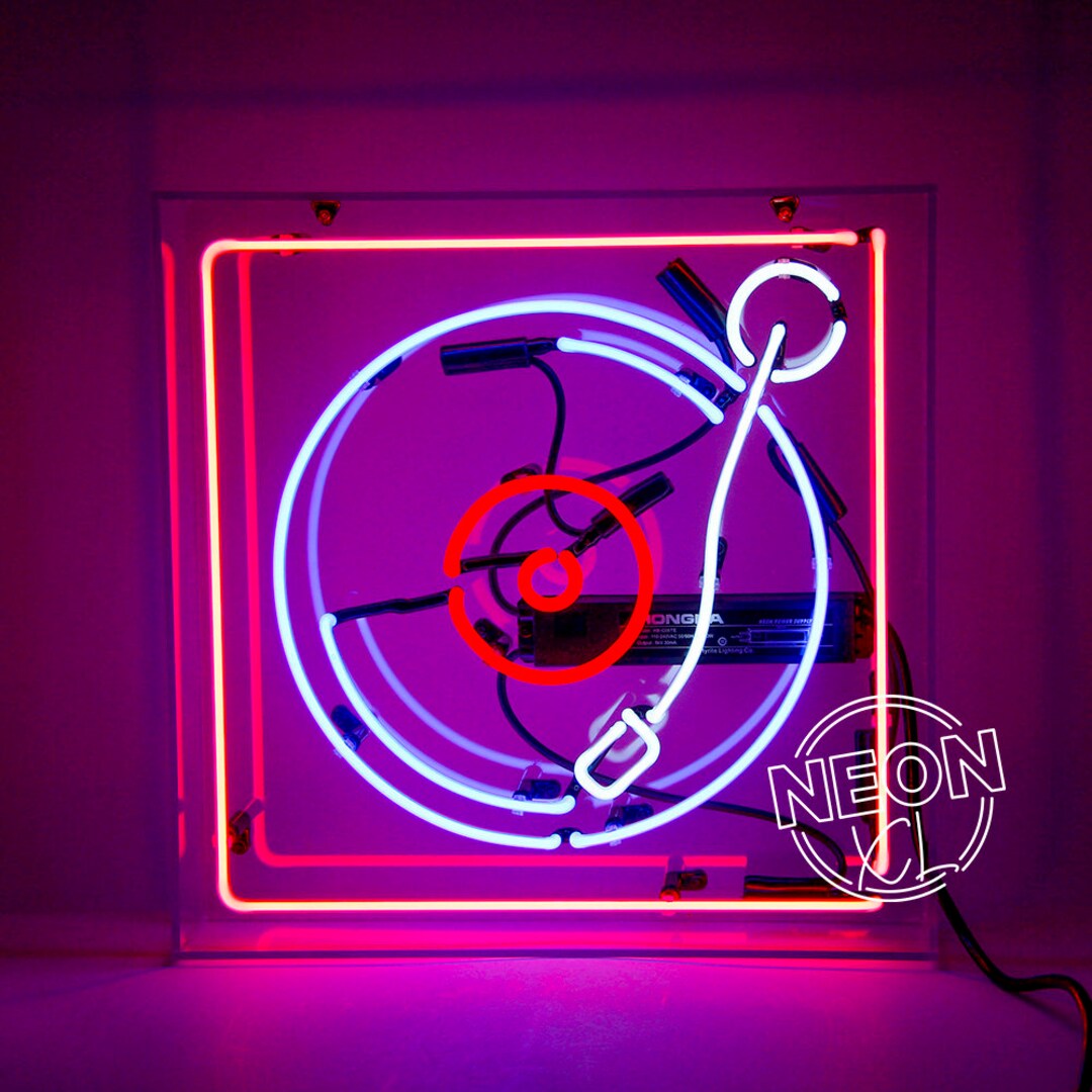CD Player Box Wall Art Real Glass Neon Sign Light for Bedroom ...