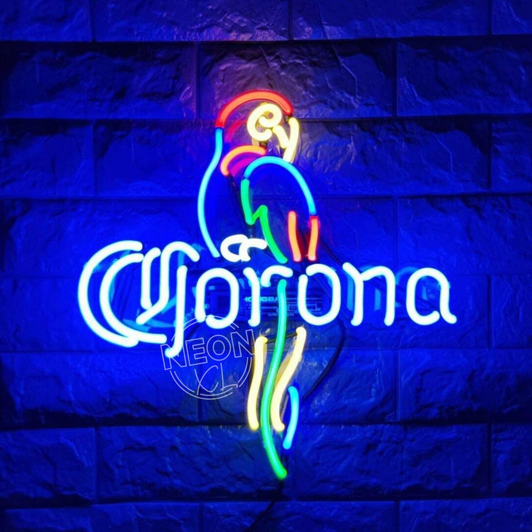 Bar Business Logo Custom Real Glass Signs Corona Extra Parrot - Etsy