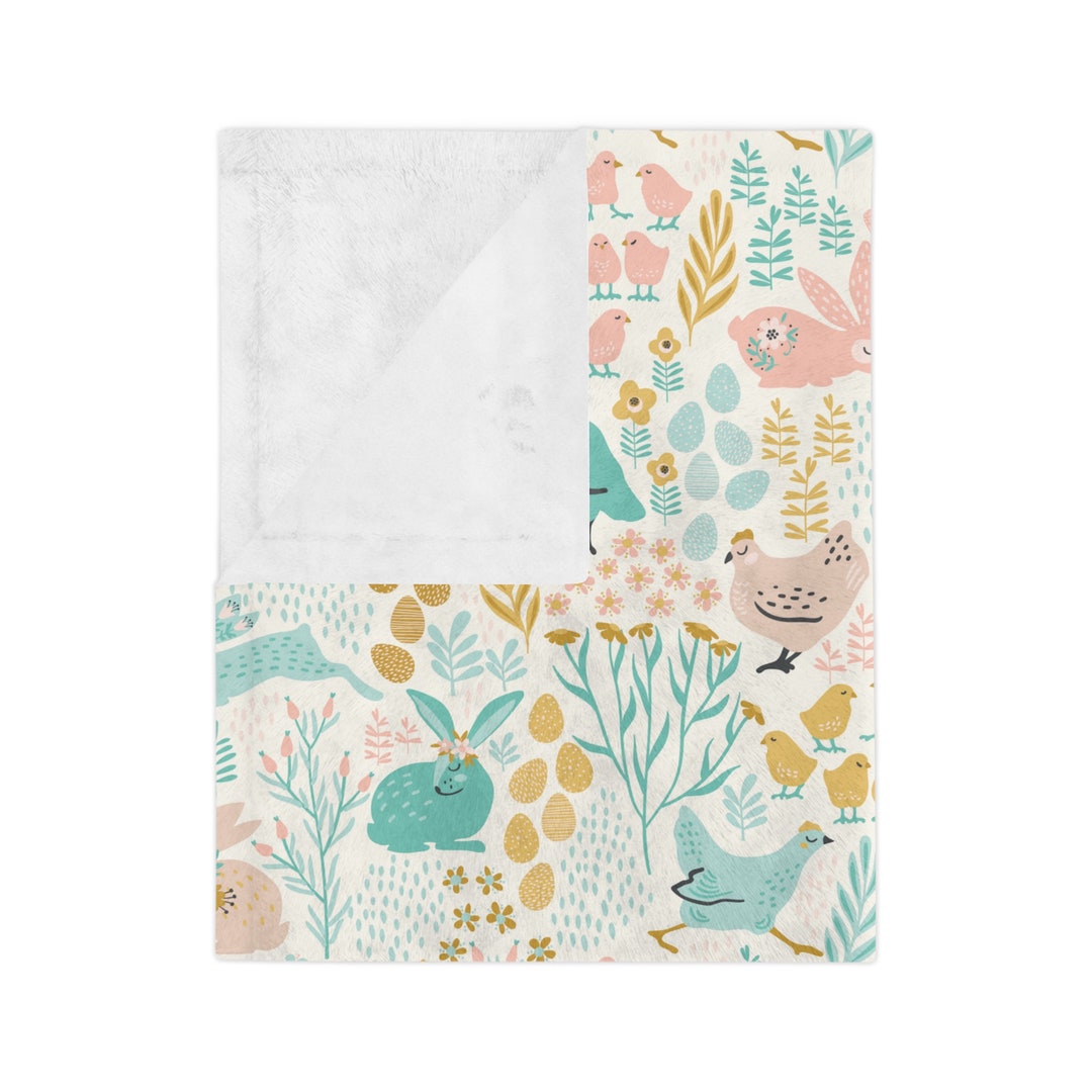 Flower Bunny Blanket, Wildflower Boho Cozy Throw Blanket, Soft Bunny ...