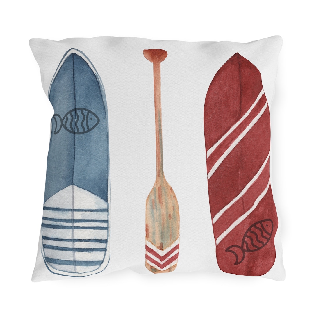 Surfboard Paddleboard Outdoor Pillow - Coastal Beach House Decor - Etsy