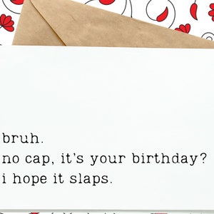Bruh, No Cap, Slaps, Funny, Sarcastic, Birthday Card, Greeting Card ...