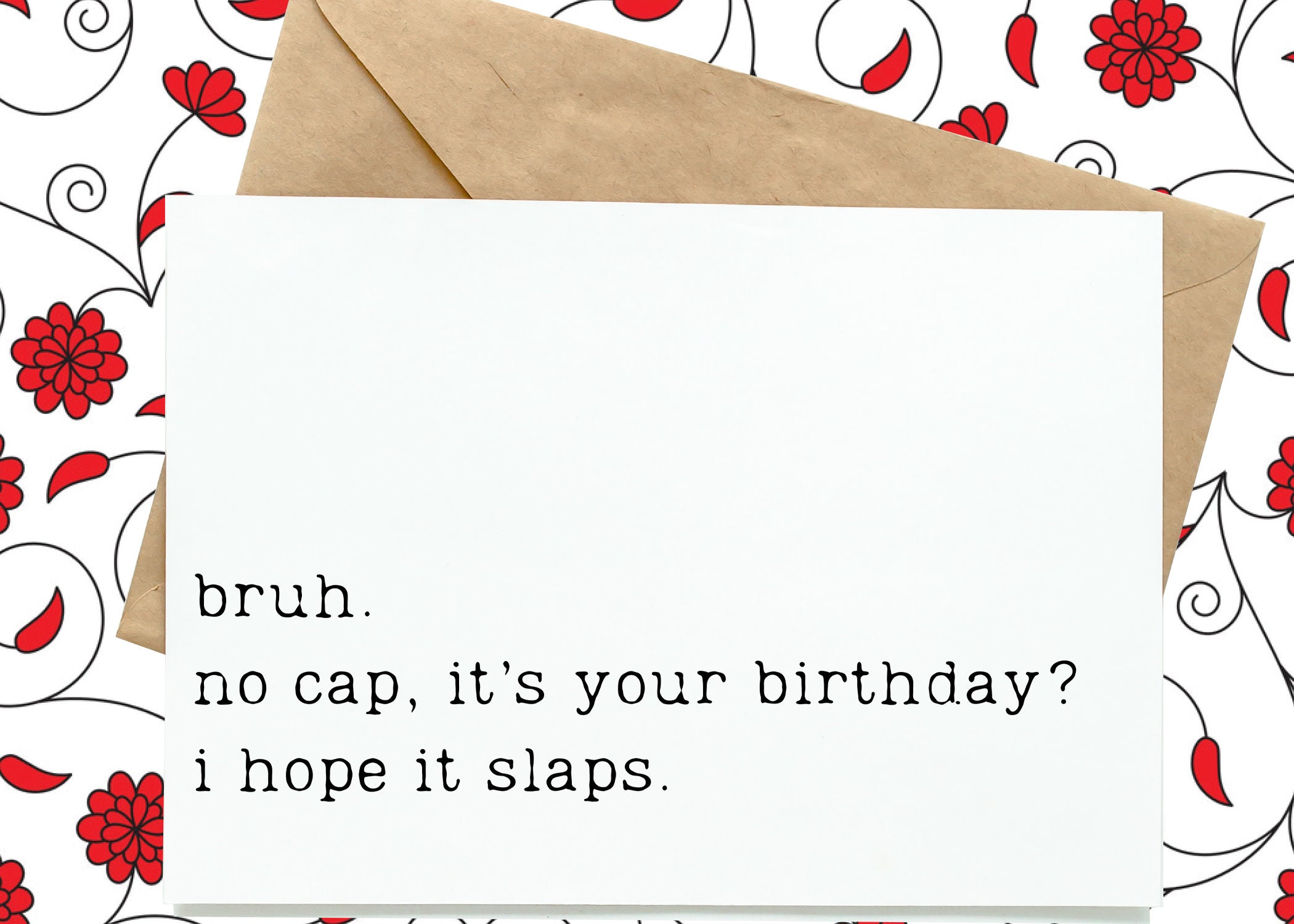 Bruh, No Cap, Slaps, Funny, Sarcastic, Birthday Card, Greeting Card ...