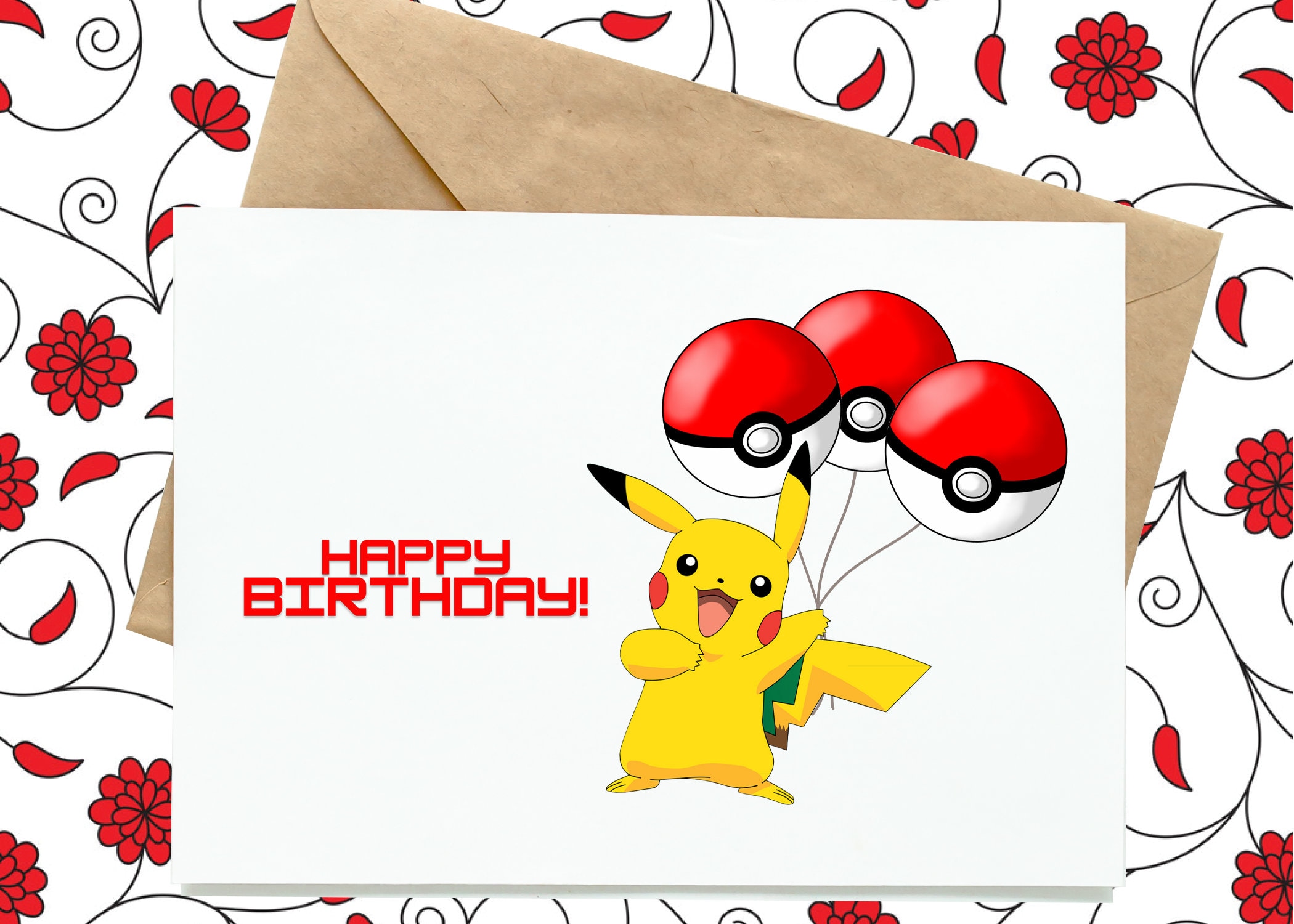 Pokemon Kids Birthday Card, Pikachu Birthday Card, Card for Children's ...