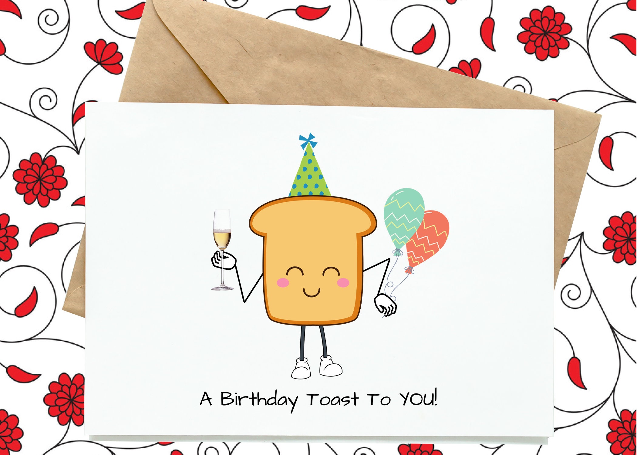 Funny Birthday Card Birthday Toast Card Food Pun Birthday - Etsy