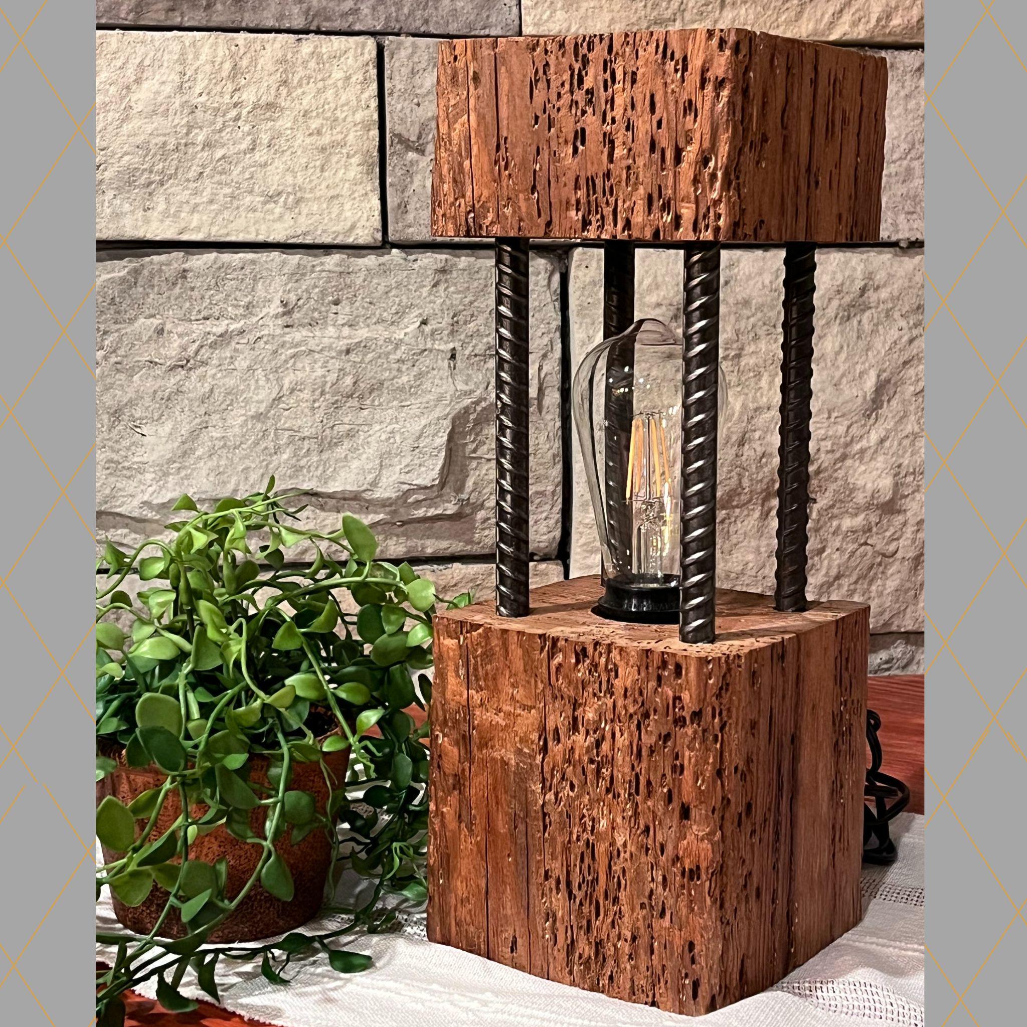 Rustic Reclaimed Barn Wood Lamp – Handcrafted Industrial Farmhouse ...