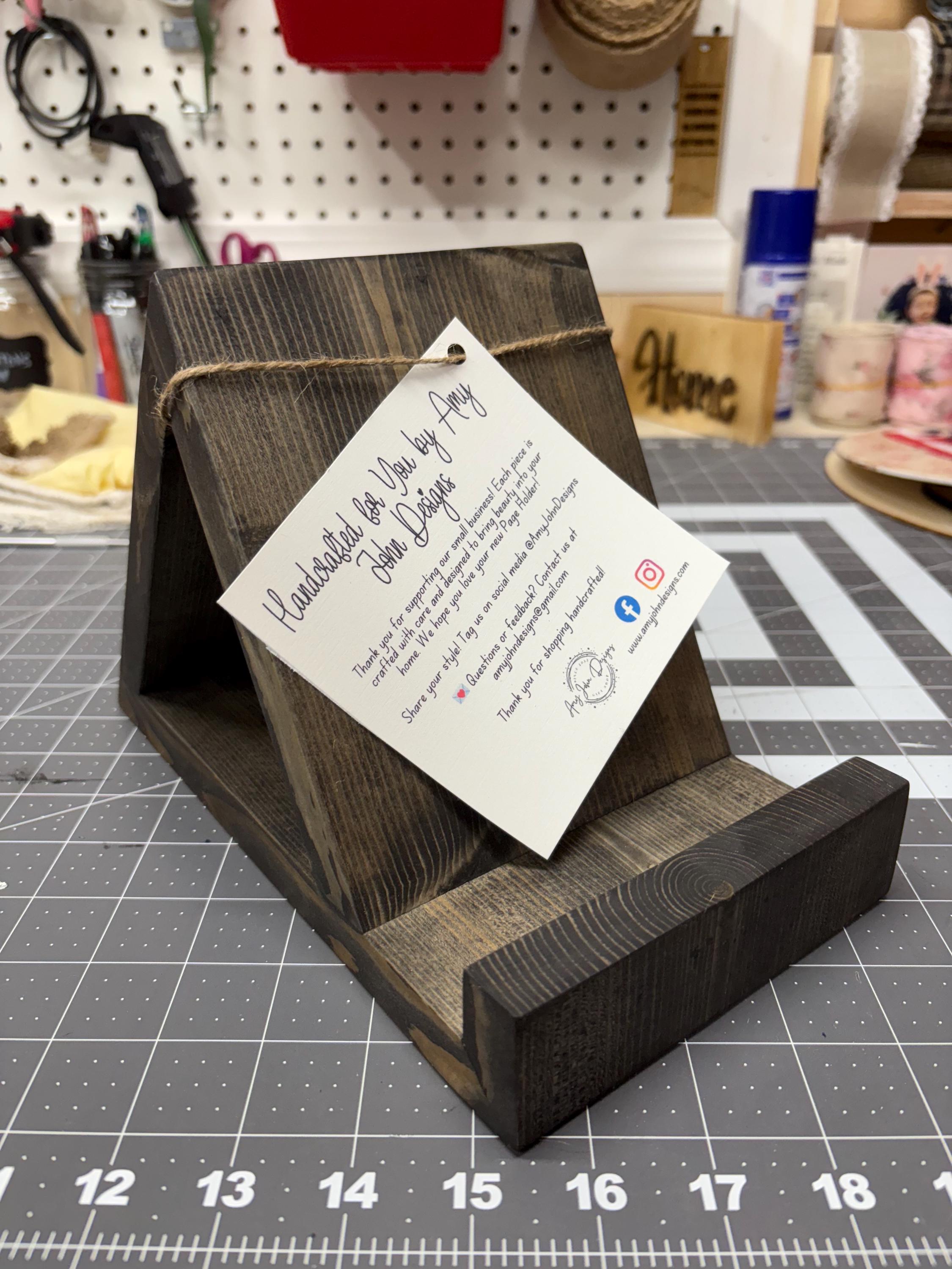 Handcrafted Rustic Wooden Book Stand: Hands-free Cookbook & Tablet ...