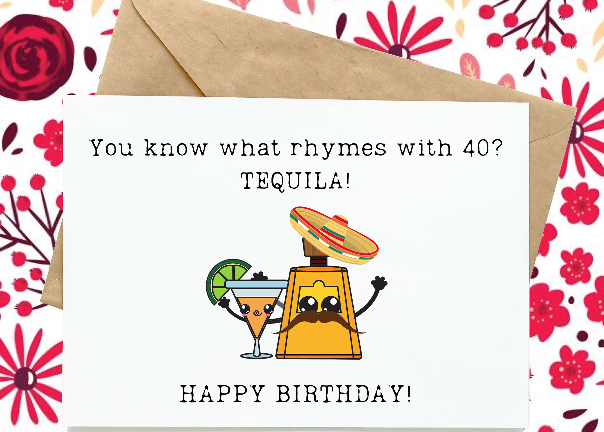 Funny 40th Birthday Card, Tequila Greeting Card, 40th Birthday Gift for ...