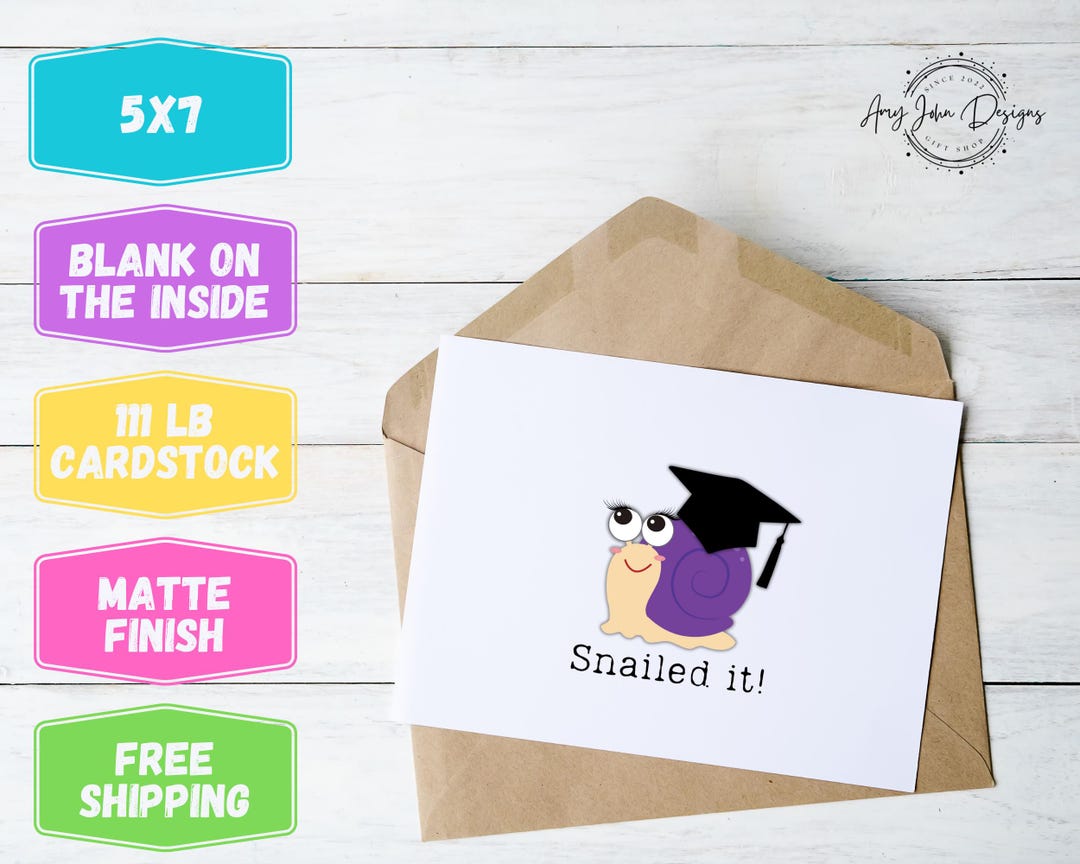 Funny Graduation Card, Snailed It Graduation Greeting Card, Punny Card ...