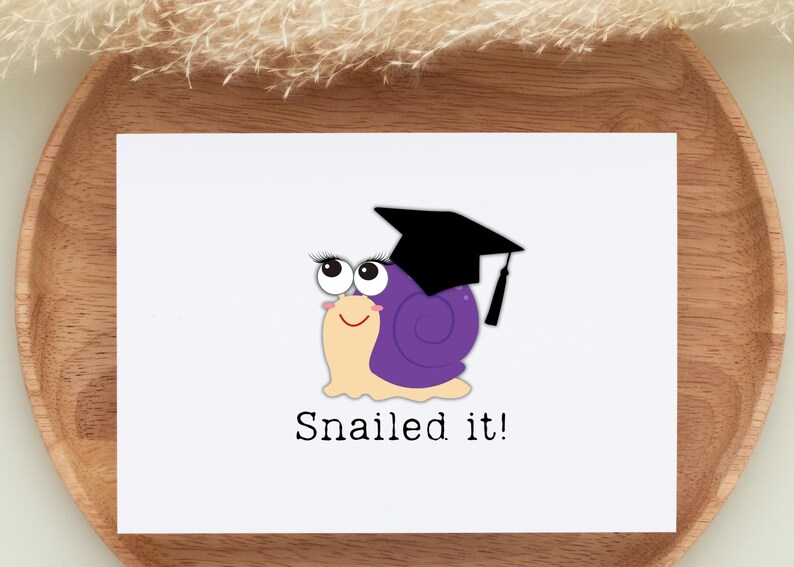 Funny Graduation Card: Snailed It Pun, 5x7 Matte Cardstock - Etsy