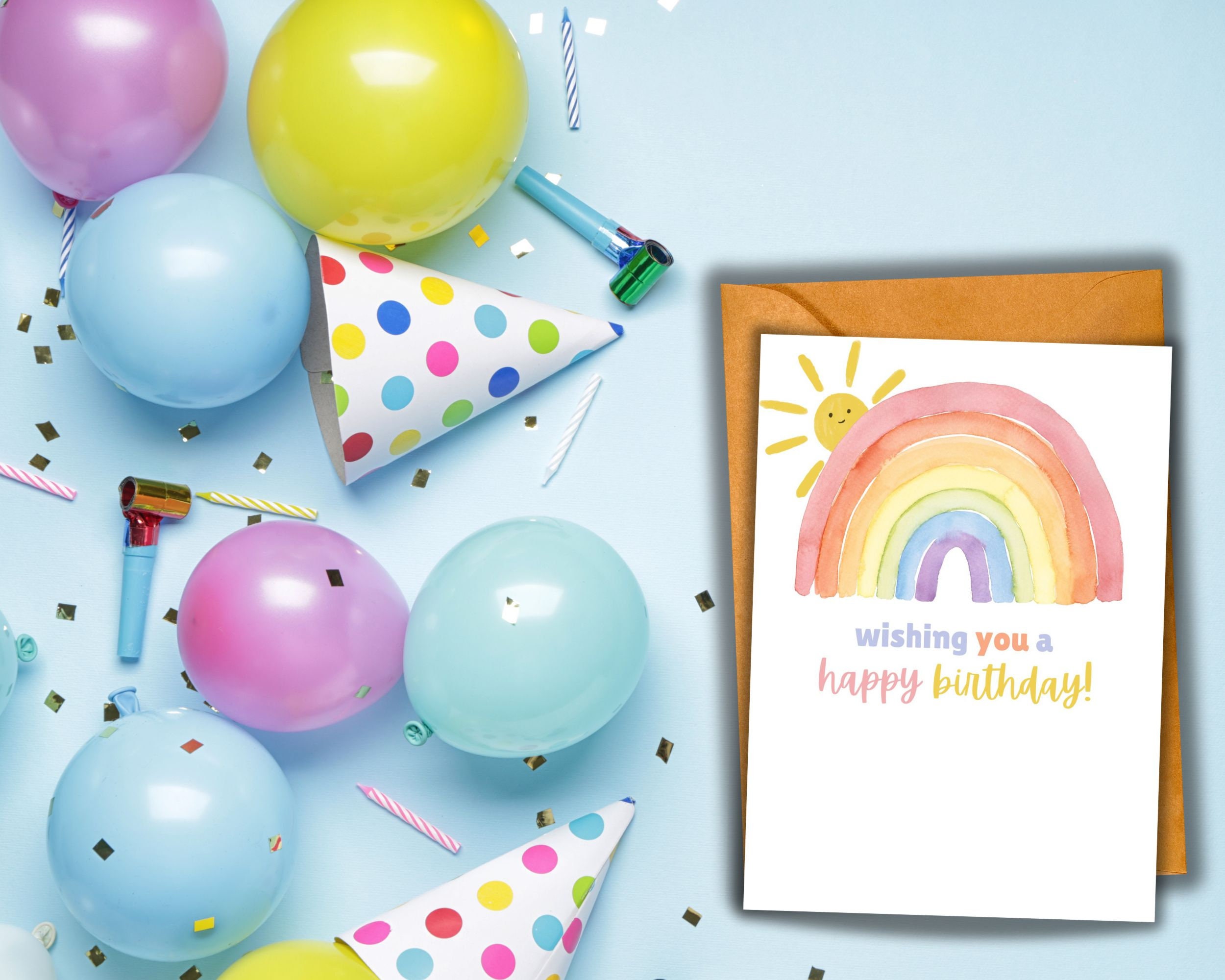 Rainbow Printable Birthday Card for Her - Instant Download, Cute and ...