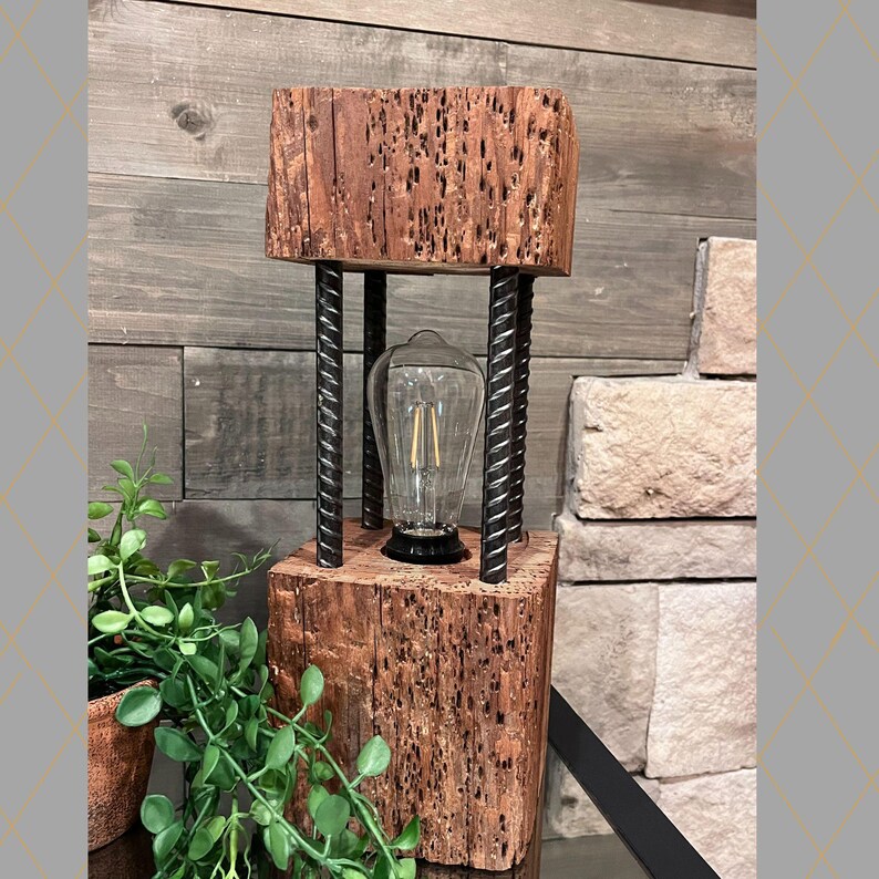 Rustic Reclaimed Barn Wood Lamp – Handcrafted Industrial Farmhouse ...
