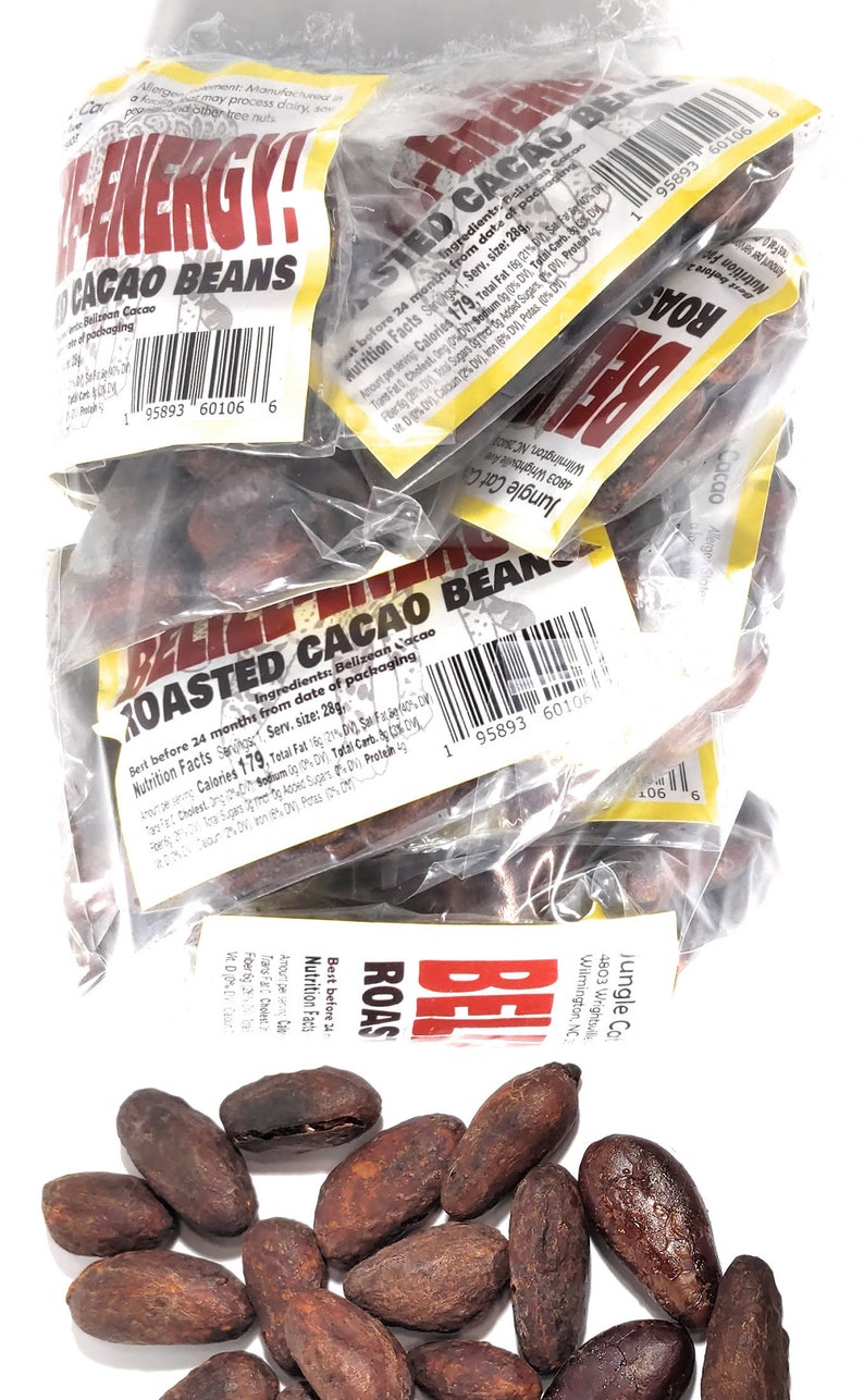 Belize Energy! Roasted Organic Cocoa Beans - Roasted Cacao - Snack ...
