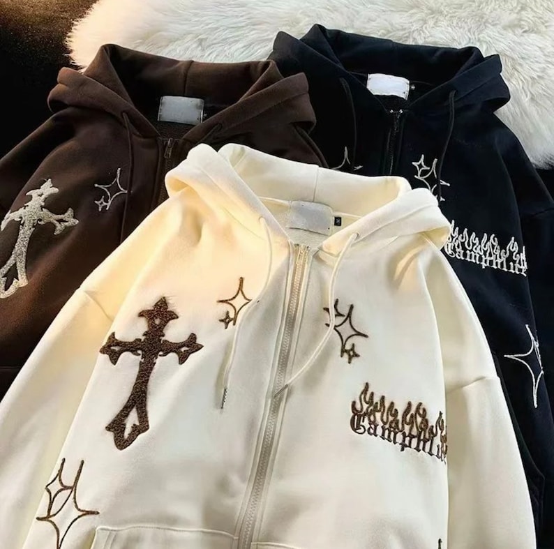 Gothic Embroidery Hoodies For Women Retro Harajuku Hip Hop Etsy