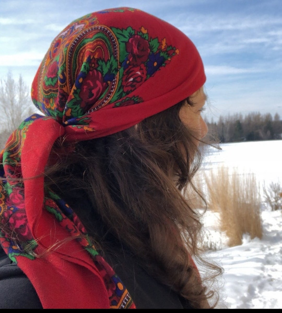 Kurdish Floral Scarf,unisex Shawls, Fashion Scarf,boho Folk Styie, Red ...