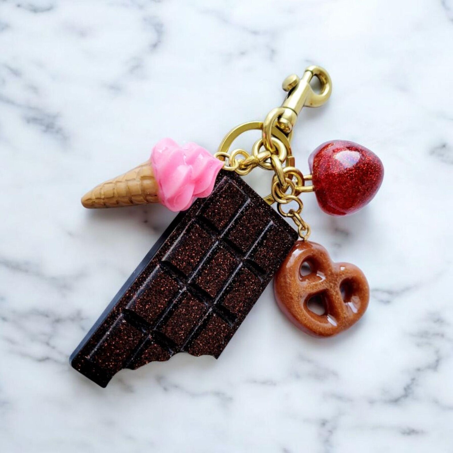 Sweet Treats Bag Charm: Chocolate Bar, Pretzel, Cherry, Ice Cream - Etsy
