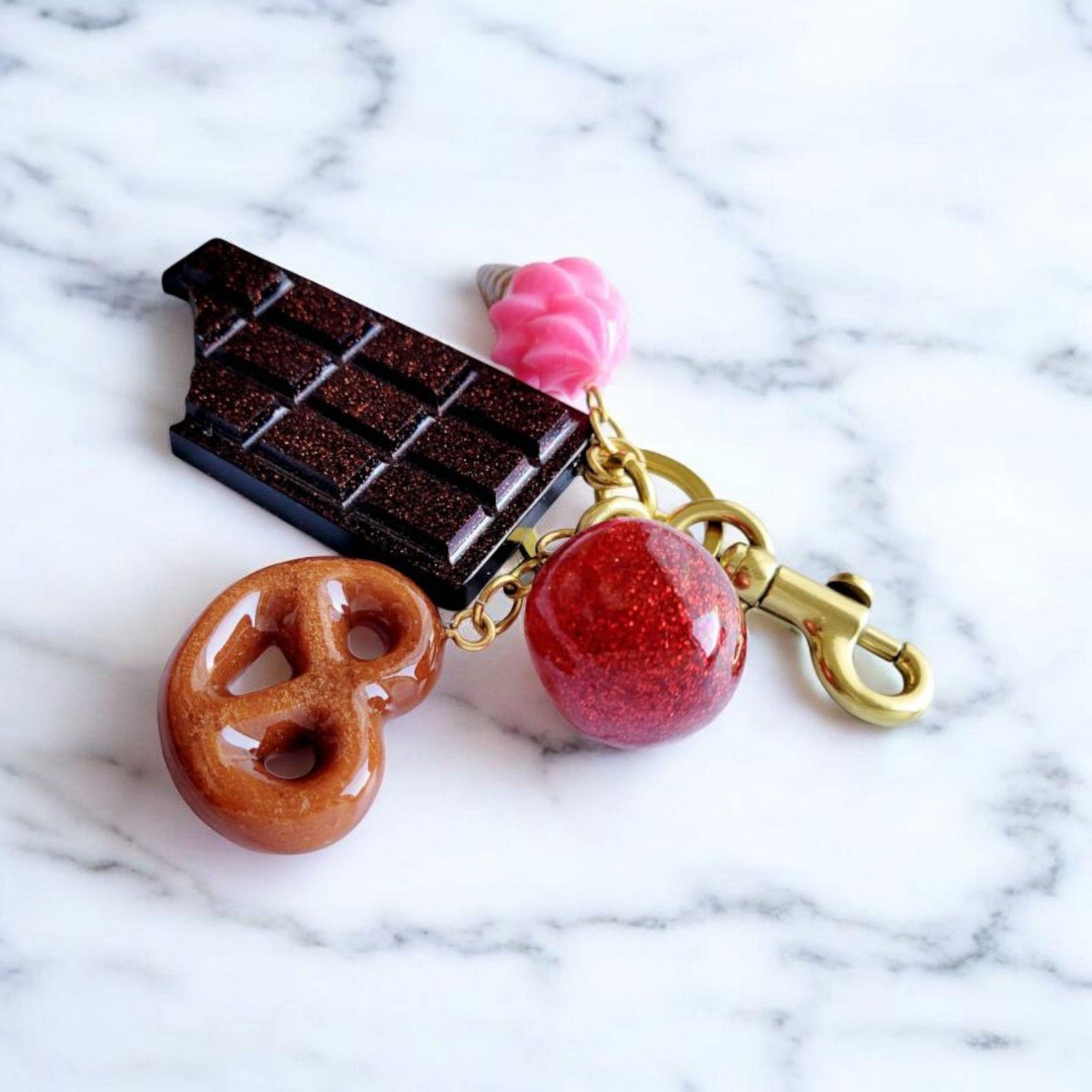 Sweet Treats Bag Charm: Chocolate Bar, Pretzel, Cherry, Ice Cream - Etsy