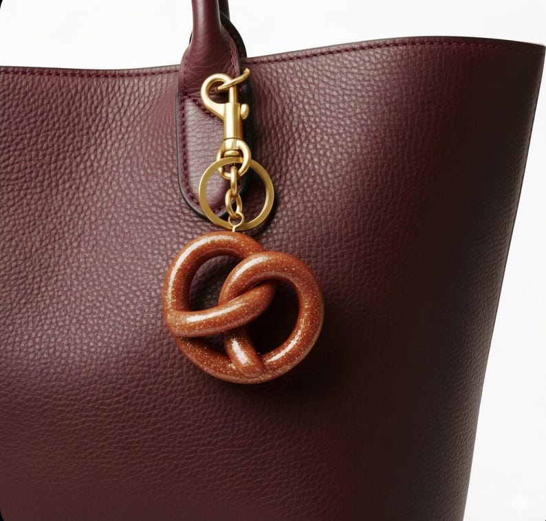 Pretzel Bag Charm | Keychain for Bags and Backpacks | Snack Lover Gift ...