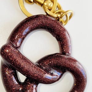 Chocolate Glitter Pretzel Bag Charm: Foodie Keychain Purse Accessory - Etsy