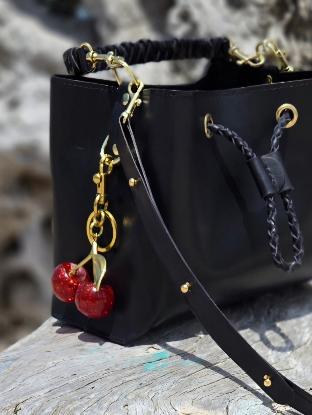 Cherry Purse Charm, Keychain for Purse, Bag Accessories, Cherry ...