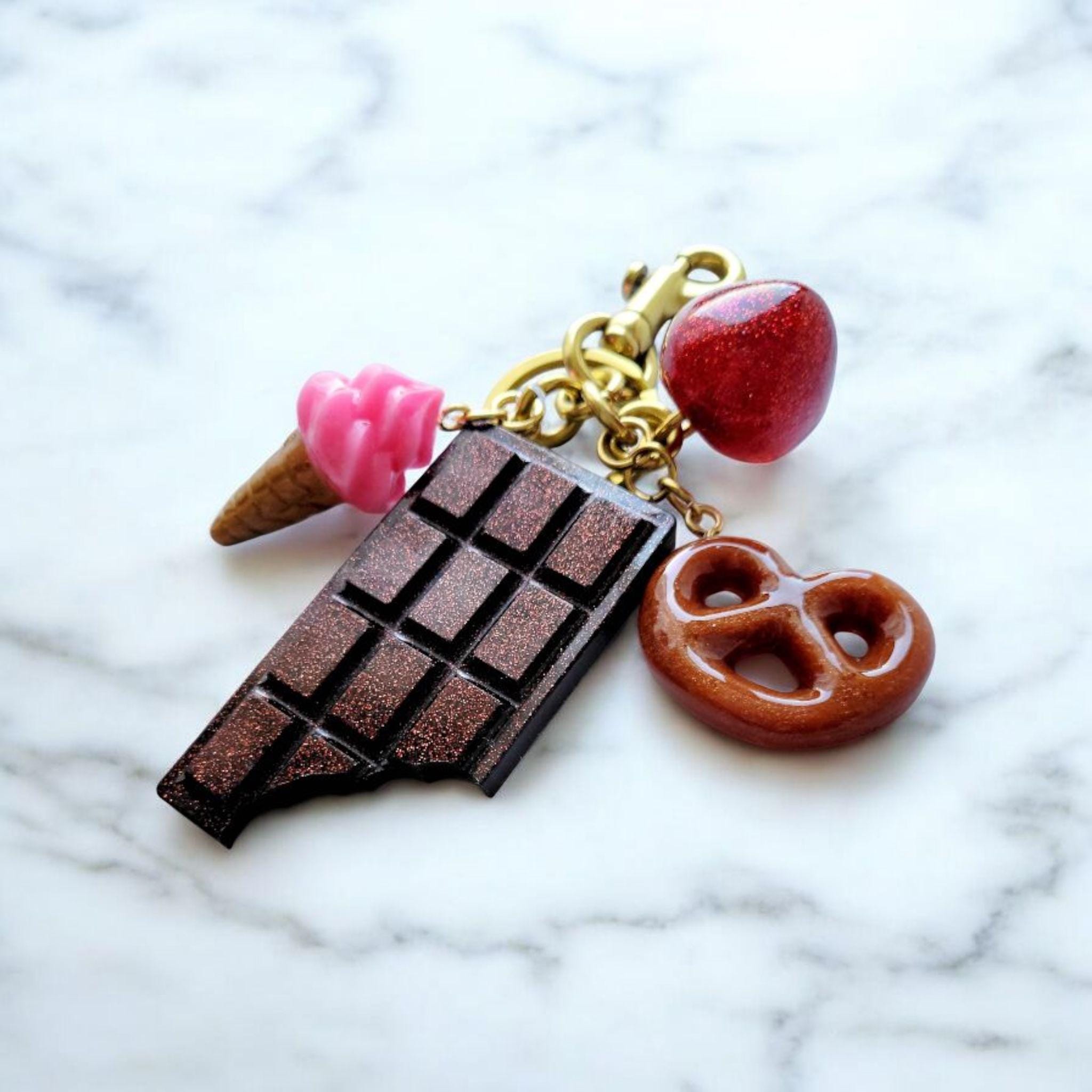 Sweet Treats Bag Charm: Chocolate Bar, Pretzel, Cherry, Ice Cream - Etsy