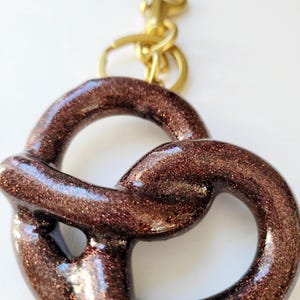 Chocolate Glitter Pretzel Bag Charm: Foodie Keychain Purse Accessory - Etsy