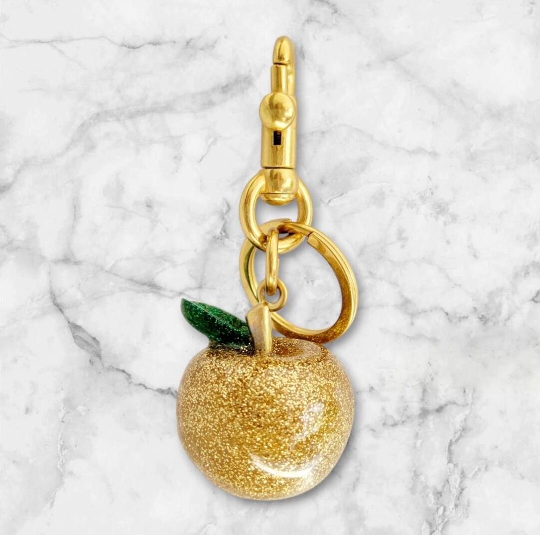 Golden Apple Bag Charm, Keychain for Purse, Handbag Accessory - Etsy