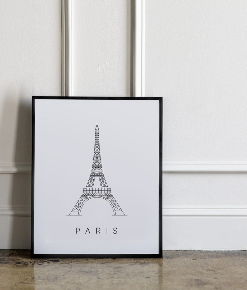 Eiffel Tower Line Art, Eiffel Tower PRINTABLE Art, Printable Paris Art ...