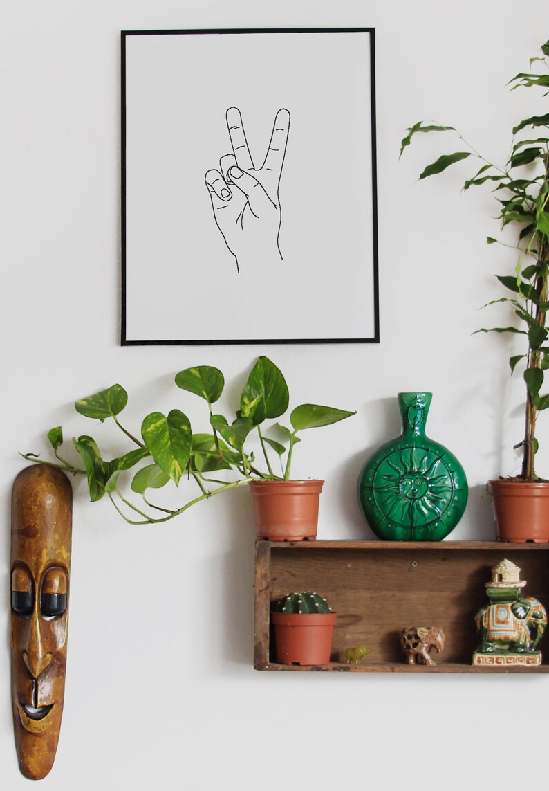 Peace Sign Art Print, Peace Sign Instant Download Printable,hand Art ...