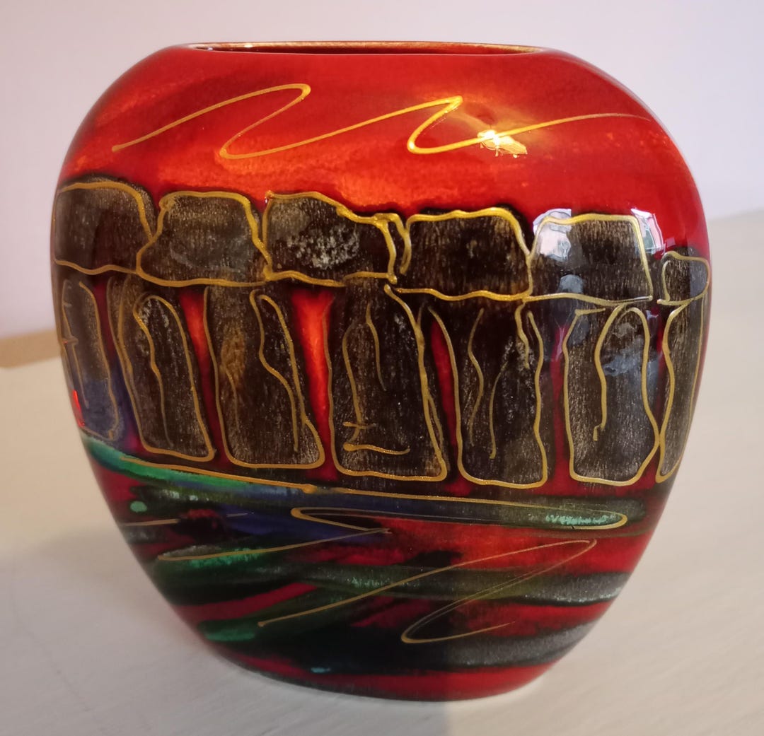Anita Harris Stone Henge Purse Vase Signed in Gold 12cm - Etsy UK