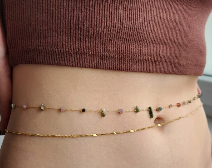 Belly Waist Chain, Dainty Single Belly Chain, 14k Gold Plating, Women ...