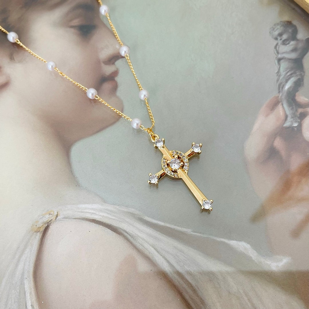 GOLD Pray Cross Necklace Religious Christian Jesus Crucifix Pendant ...
