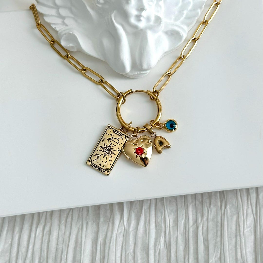 Personalized Gold Charm Necklace, Pick Your Charms, Dainty Summer Charm ...