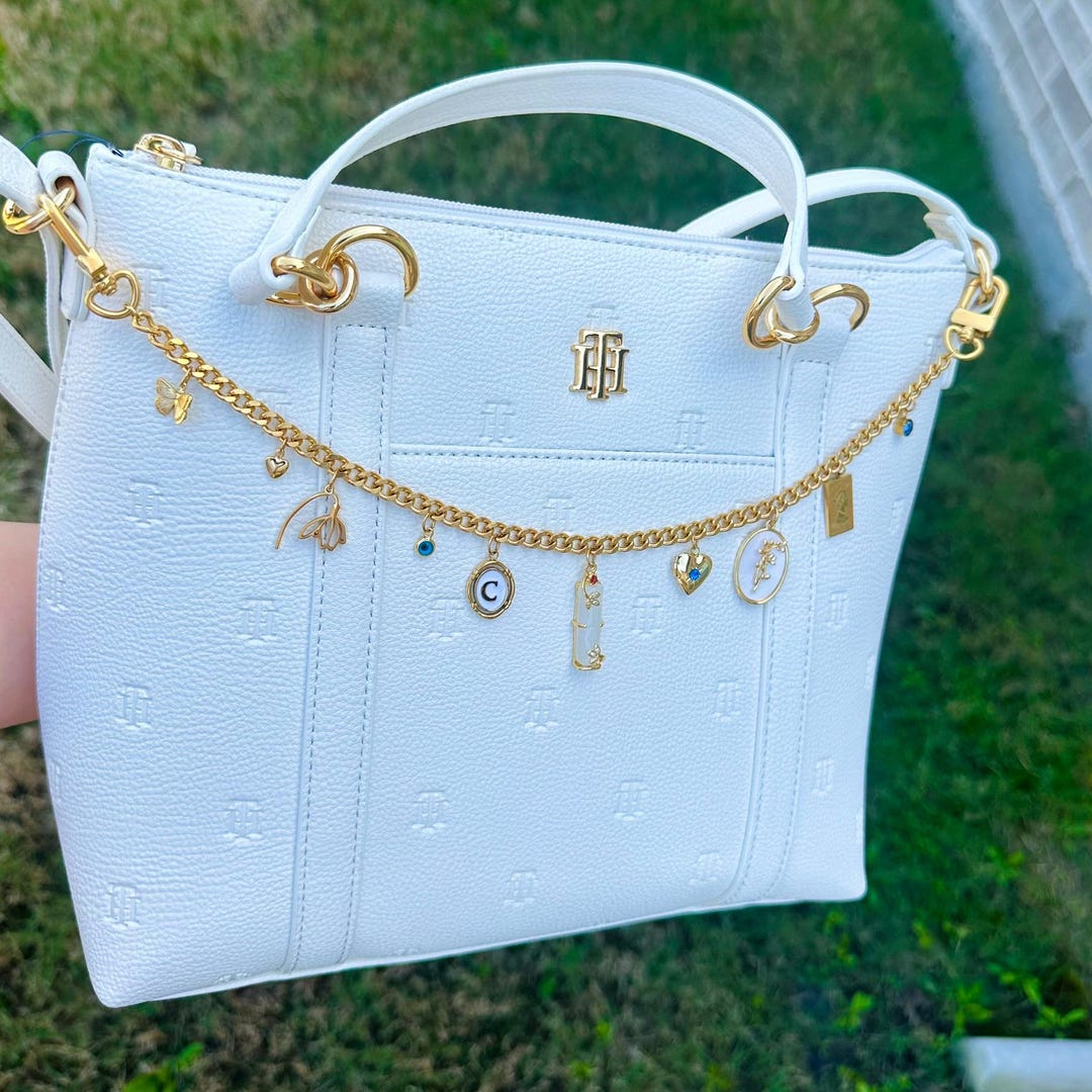 Custom Bag Charm, Gold Filled Purse Charm Chain Accessory, Personalized ...