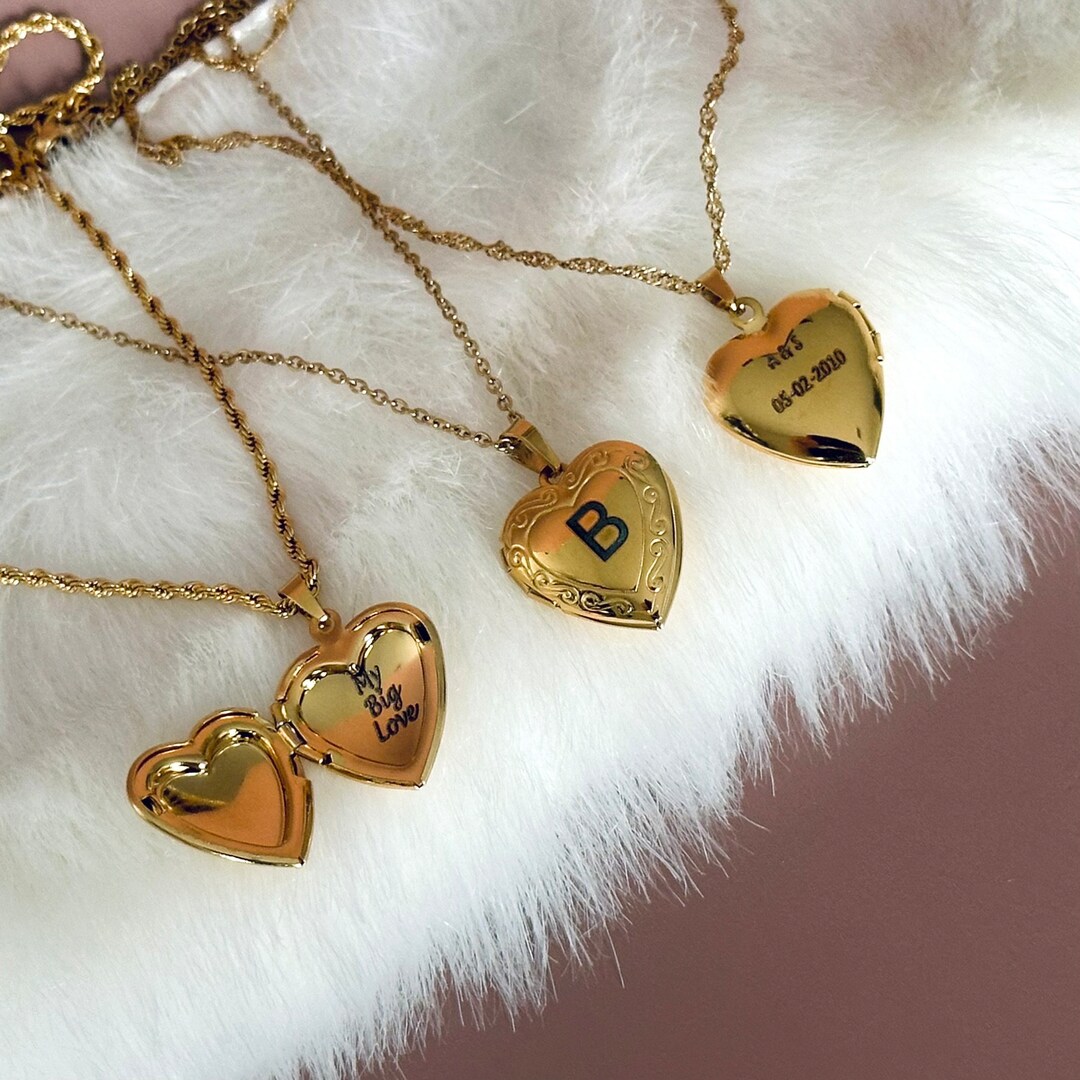 Personalized Heart Locket Necklace With Engraving • Unique Birthday ...